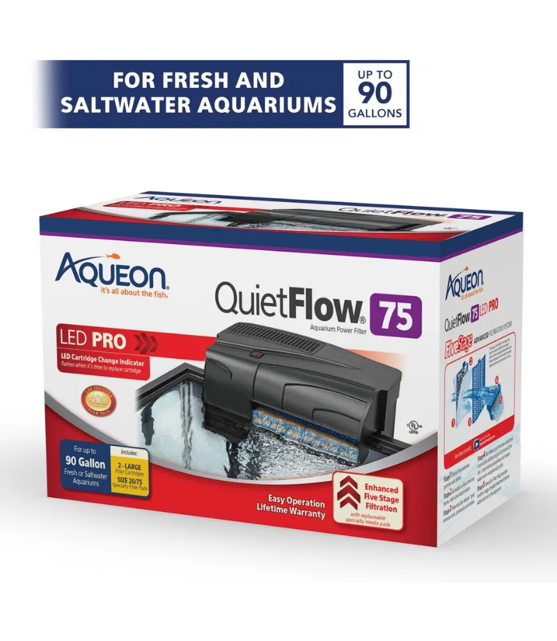 Aqueon QuietFlow LED PRO Aquarium Power Filter | Advanced Multi-Stage ...